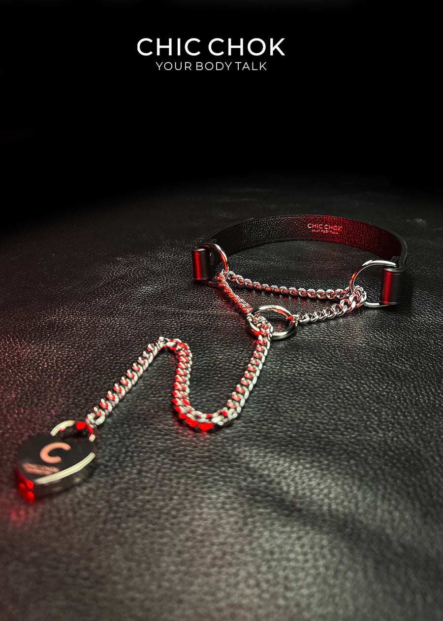 CHICCHOK [Breathless] Fashion Black with Thick Chains, Movable Pulling